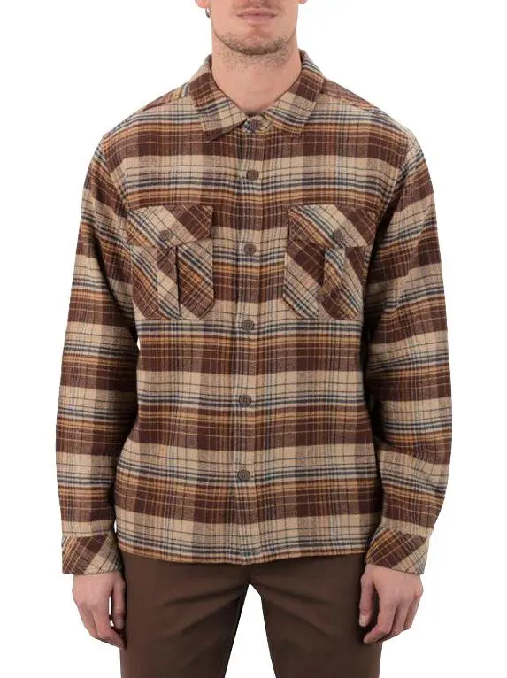 Hurley Santa Cruz Seaside Plaid Flannel Button-up Shirt Jacket - Espresso
