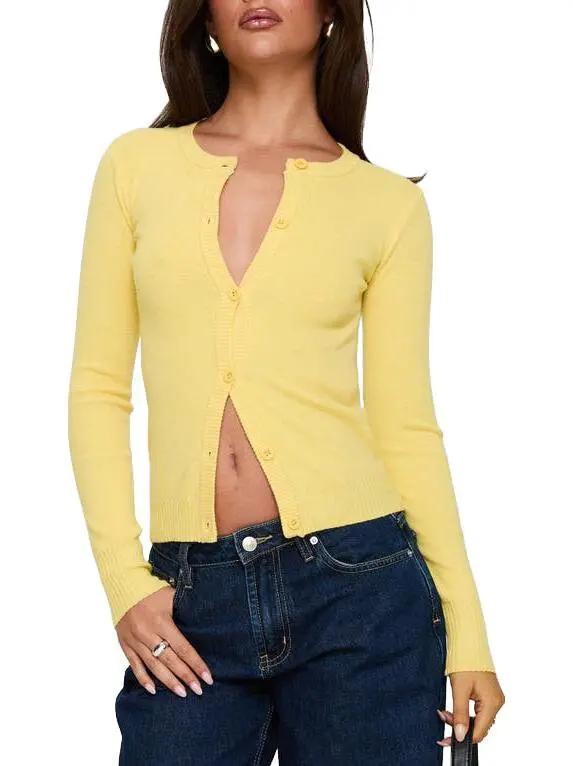 Princess Polly Lauraine Cardigan - Lemon