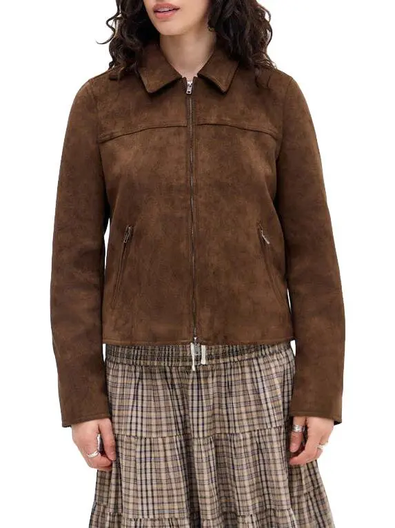 BDG URBAN OUTFITTERS Faux Suede Zip-up Jacket - Brown