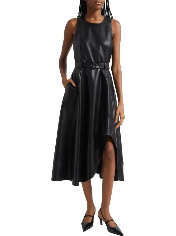 Cinq À Sept Zelda Faux Leather High-low Dress - Black