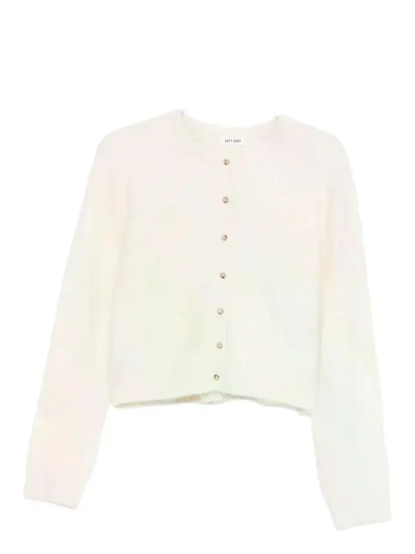 Soft Goat Fine Knit Alpaca Wool Blend Cardigan - Neutrals