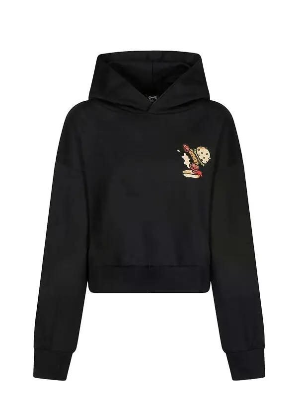 INBETWEENERS Bear-print Hooded Sweatshirt - Black