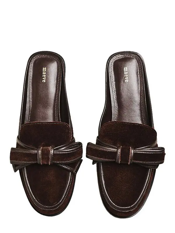 Maeve 3d Bow Loafer Slides - Brown Suede