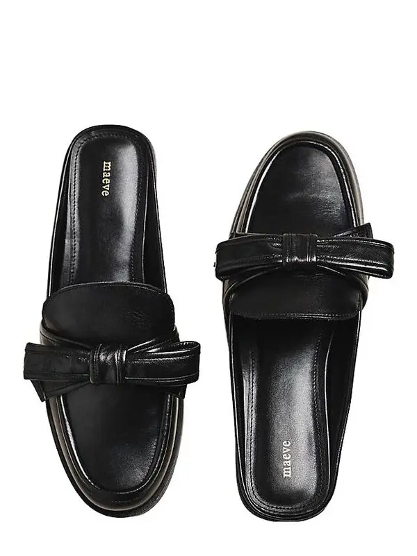 Maeve 3d Bow Loafer Slides - Solid Black
