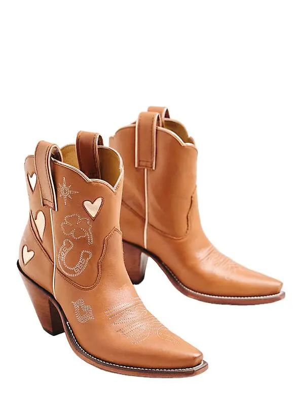BESITA BOOTS Lucky Western Boots - Cognac/rose Gold
