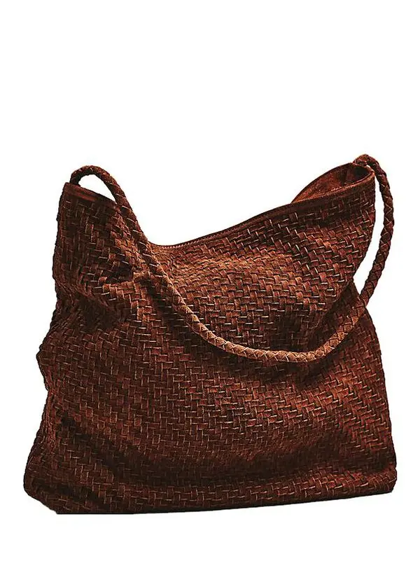 BEMBIEN Sera Woven Suede Slouchy Tote Bag - Brown