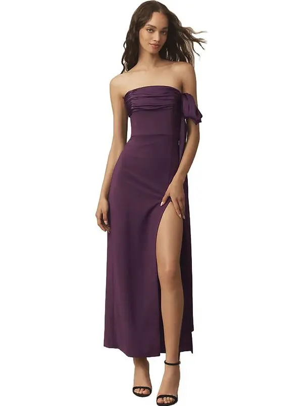 HUTCH Strapless Bow Sash Maxi Dress - Plum