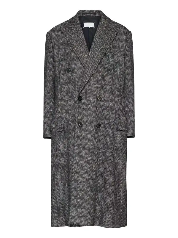 MAISON MARGIELA Herringbone Double-breasted Coat - Grey