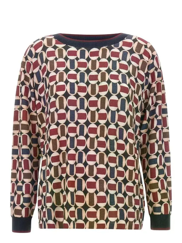 ELENA MIRO` Geometric-pattern Long-sleeve T-shirt - Red
