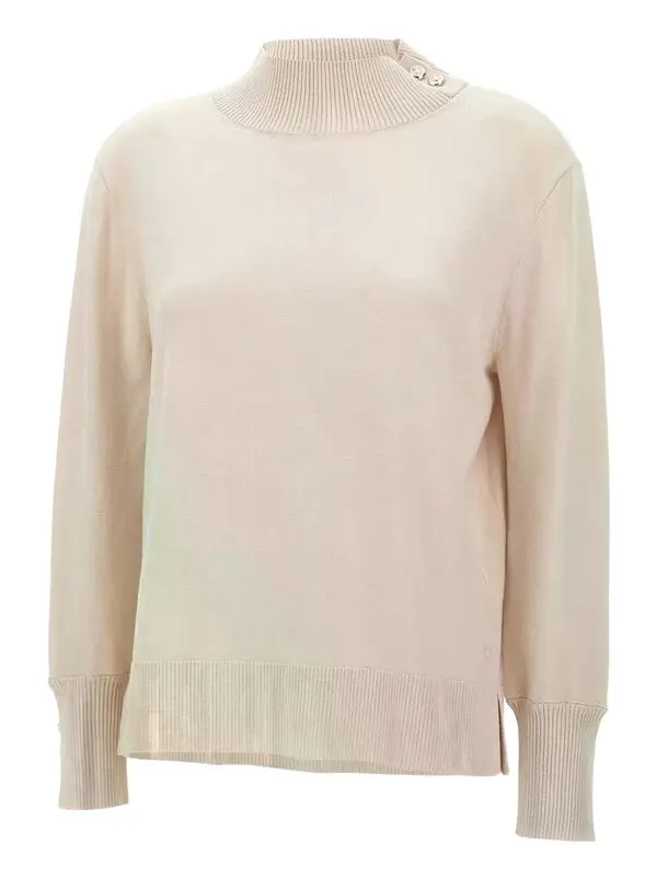 ELENA MIRO` Button Embellished Turtleneck Sweater - Neutrals