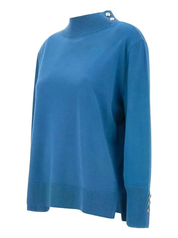 ELENA MIRO` Button Detailed High-neck Sweater - Blue