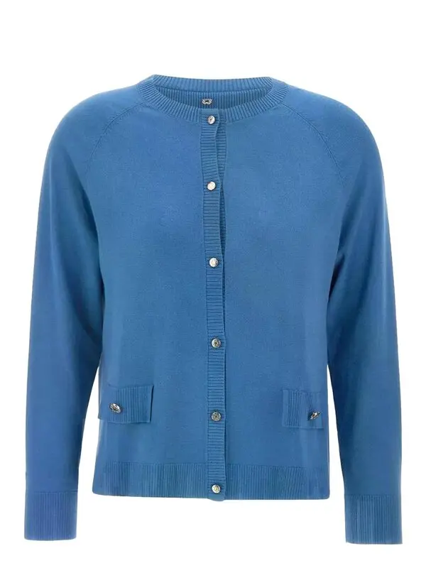 ELENA MIRO` Pocket Button Cardigan - Blue