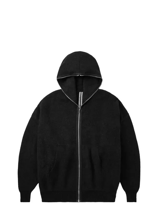 Rick Owens Oversized Knitted Zip-up Hoodie - Black
