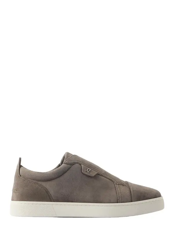CHRISTIAN LOUBOUTIN St Louis Suede Slip-on Sneakers - Gray