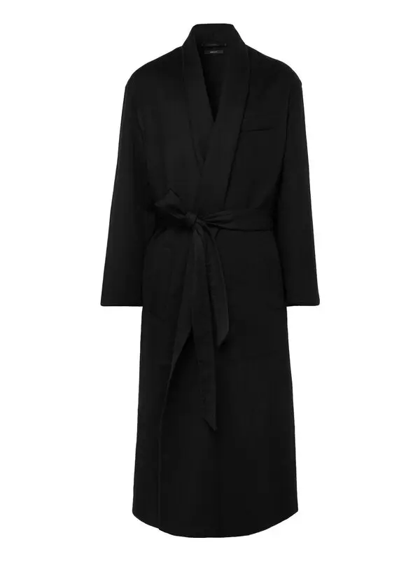 TOM FORD Oversized Shawl-collar Belted Wool And Silk-blend Felt Coat - Black