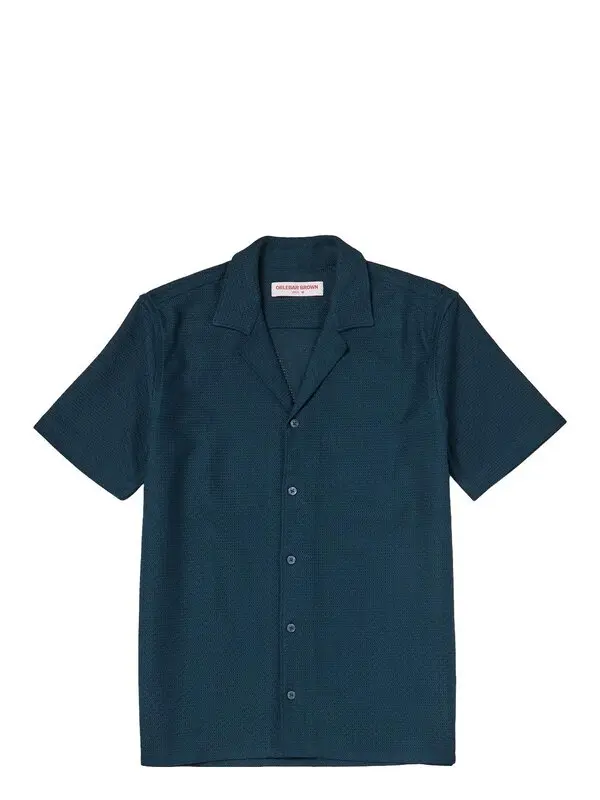 Orlebar Brown Maitan Camp-collar Crocheted Cotton Shirt - Blue
