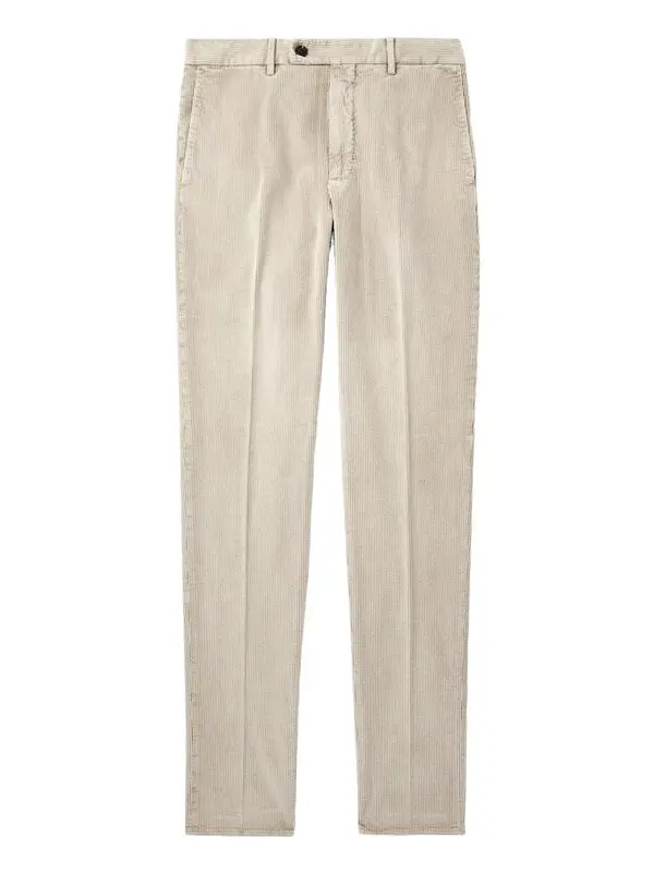 Incotex Straight-leg Cotton-blend Corduroy Trousers - Neutrals
