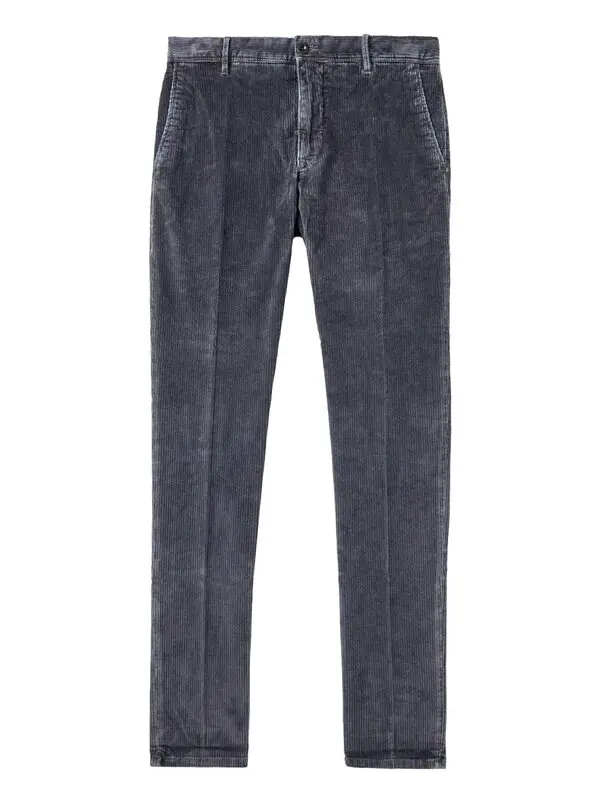 Incotex Slim-fit Cotton-blend Corduroy Trousers - Gray