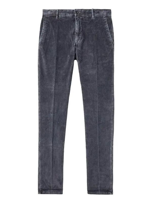 SLOWEAR Incotex Slim-fit Cotton-blend Corduroy Trousers - Gray