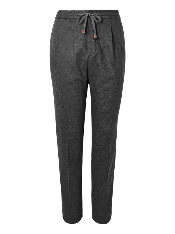 SLOWEAR Incotex Tapered Pleated Wool And Cashmere-blend Trousers - Gray
