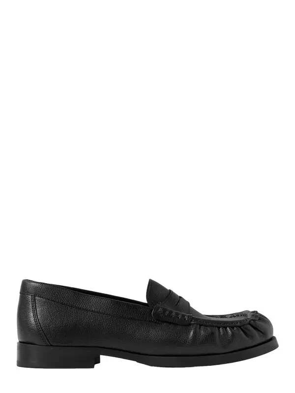 VINNY'S Ogee Full-grain Leather Penny Loafers - Black