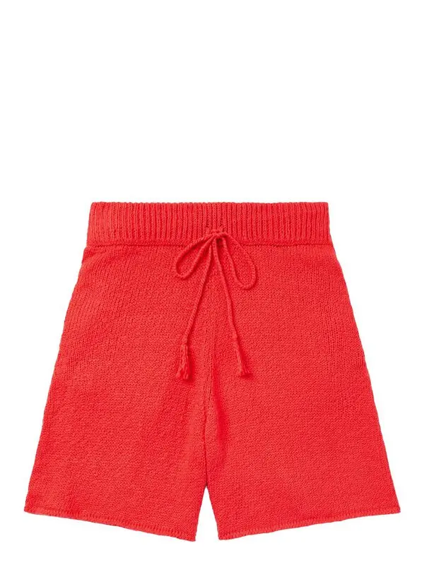 CHERRY LOS ANGELES Straight-leg Cotton Drawstring Shorts - Red