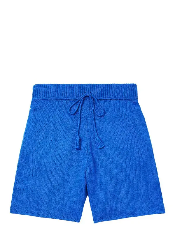 CHERRY LOS ANGELES Straight-leg Cotton Drawstring Shorts - Blue