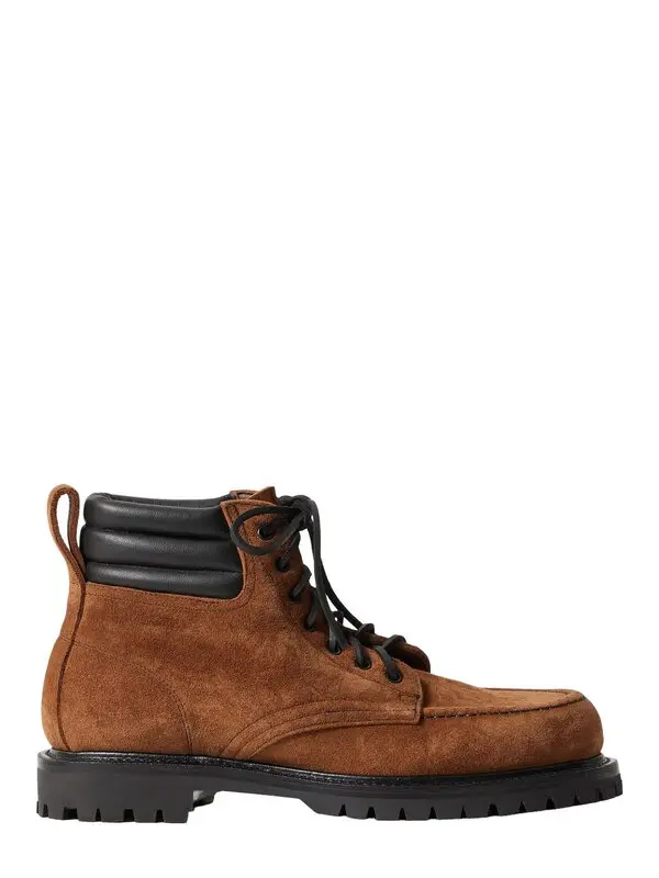 YUKETEN Salvia Padded Leather-trimmed Suede Boots - Brown