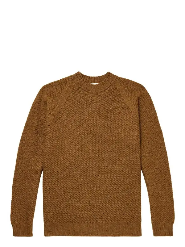John Smedley Textured-knit Wool Sweater - Orange