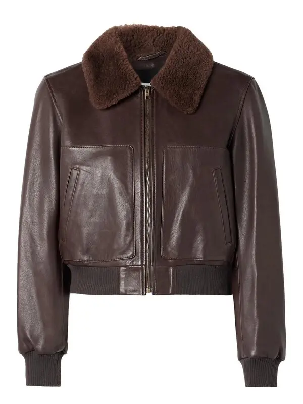 NILI LOTAN Tom Shearling-trimmed Leather Jacket - Brown