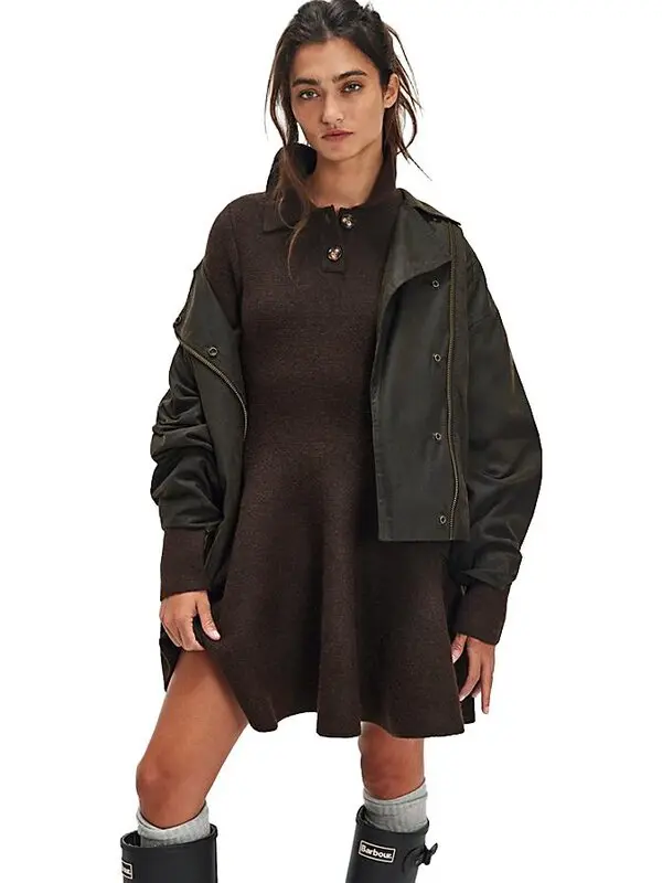 Bardot Lexter Volume Knit Mini Dress - Chocolate