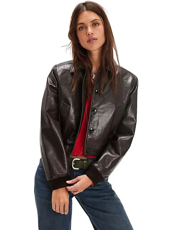 Citizens Of Humanity Lola Recycled Leather Bomber Jacket - Brown