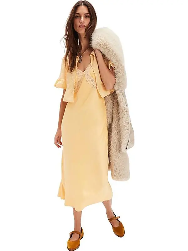 Free People Sweet Tea Midi Dress Set - Apricot Sherbet