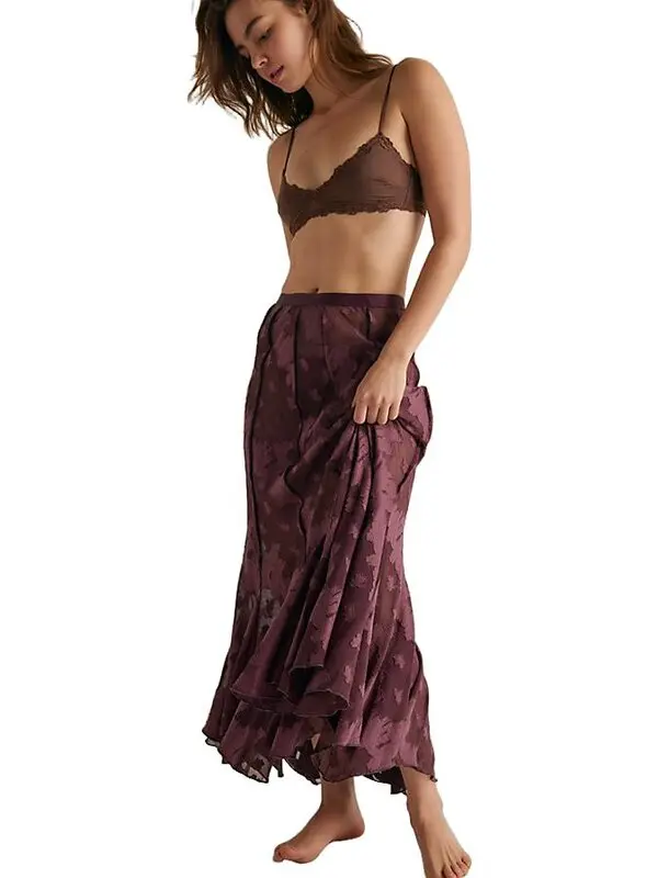 Free People Floral Jacquard Half Slip - Precious Wine