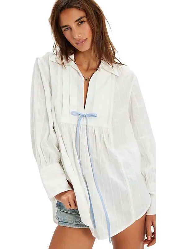 Free People We The Free Evening Edit Shirt - Clean Ivory