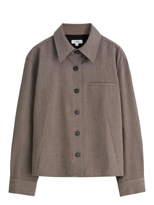 Cos Wool-blend Button-down Shirt - Brown