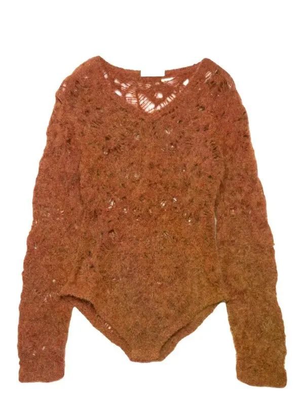 MULLER OF YOSHIOKUBO Lace-insert Knitted Bodysuit - Brown