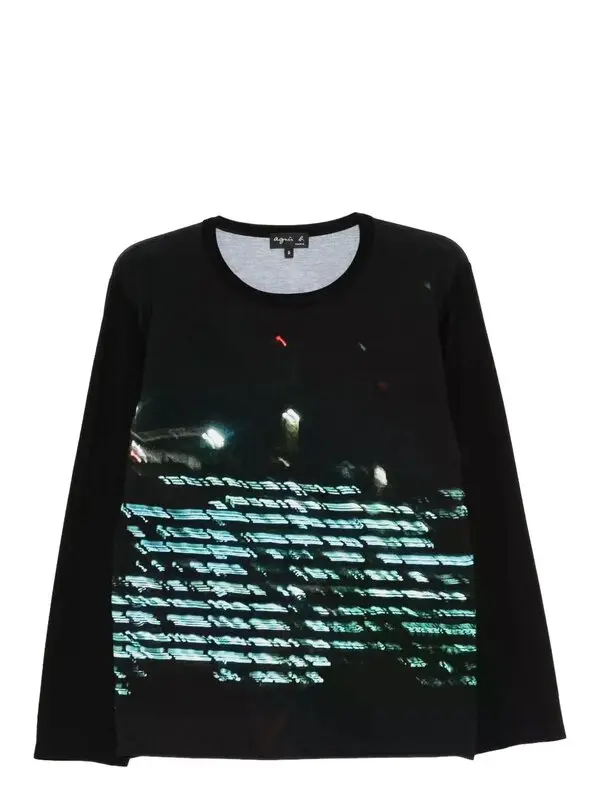 AGNÈS B. Printed Long Sleeve T-shirt - Black