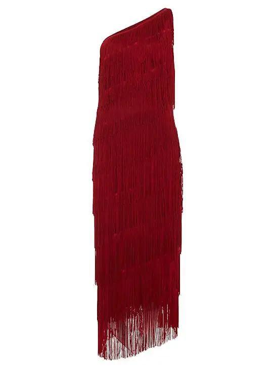 PHASE EIGHT Otto Fringed Maxi Dress - Dark Red