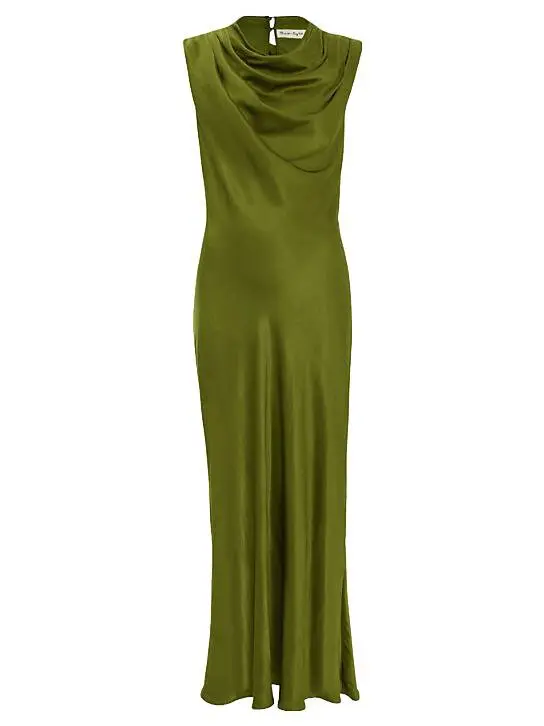 PHASE EIGHT Hallie Cowl-neck Satin Midi Dress - Green