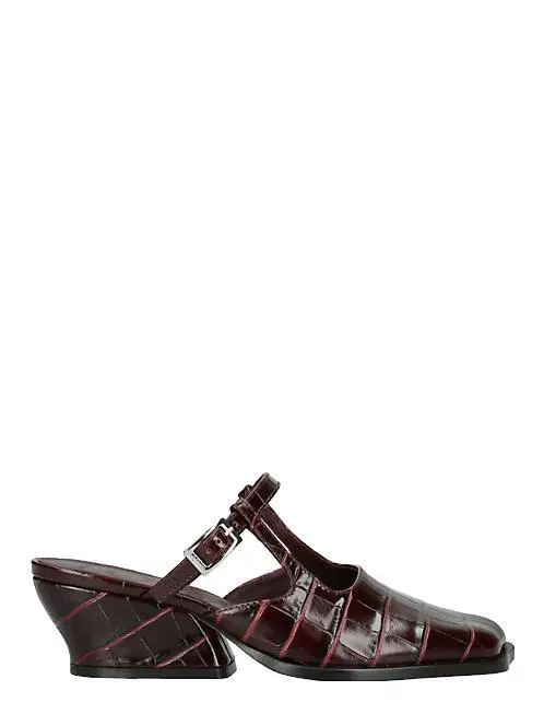 Loewe Onda Leather Mules - Wine