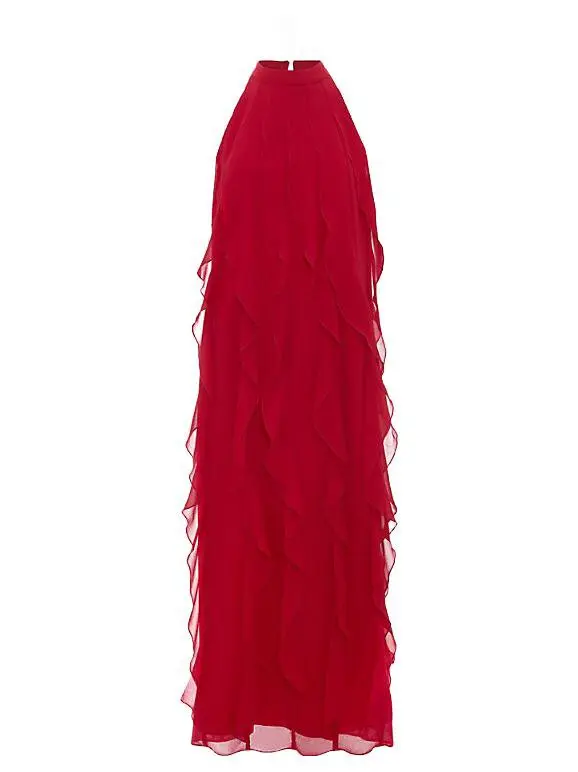 PHASE EIGHT Helena Ruffled Chiffon Maxi Dress - Red