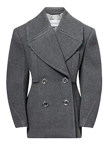 Givenchy Double-breasted Notch-lapel Wool And Silk Coat - Slate Blend