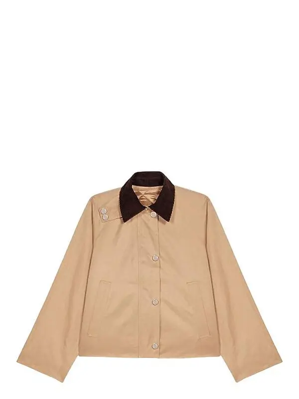 Maje Contrast-collar Trapeze Cotton-blend Jacket - Camel