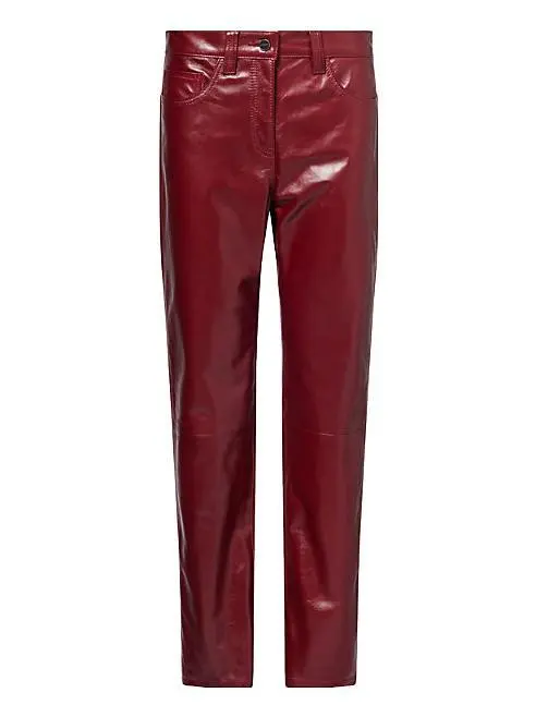 Khaite Callum Straight-leg Leather Trousers - Garnet