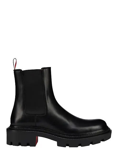 CHRISTIAN LOUBOUTIN Devon College Flat Leather Boots - Black