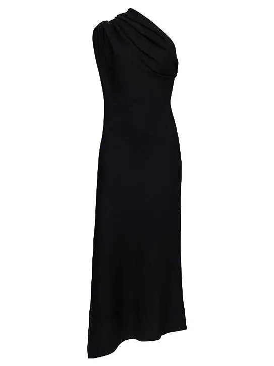Khaite Wool-blend One-shoulder Maxi Dress - Black