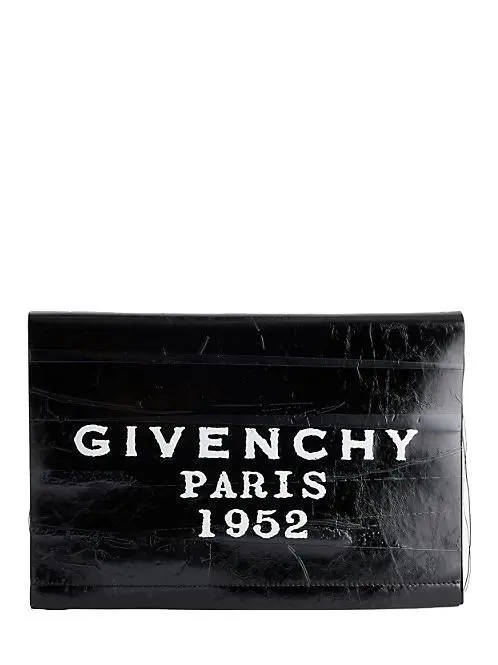 Givenchy Logo Pattern Leather Pouch - Black
