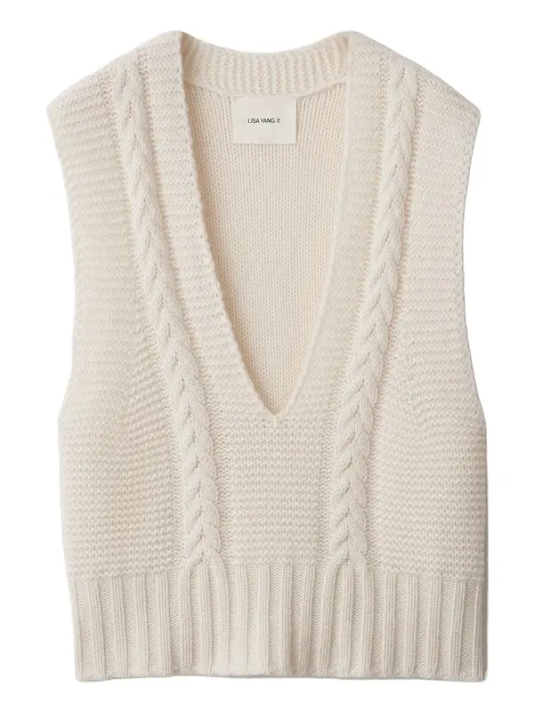 LISA YANG STORE The Sallie Cashmere Knit Vest - Cream