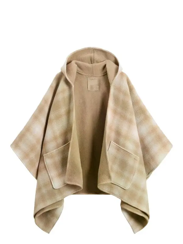 Woolrich Hooded Plaid Cape - Neutrals